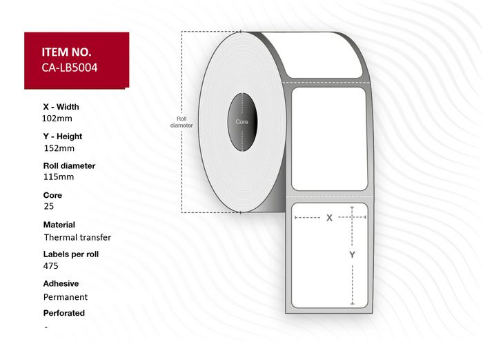 Capture Label 102x152, Core 25, Thermal Transfer, White Matt Coated ...