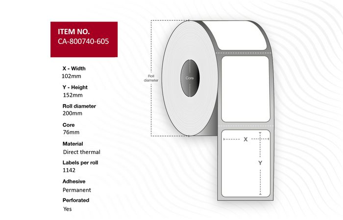 Capture Label 102 x 152mm, Core 76mm, Direct Thermal, Coated Paper ...