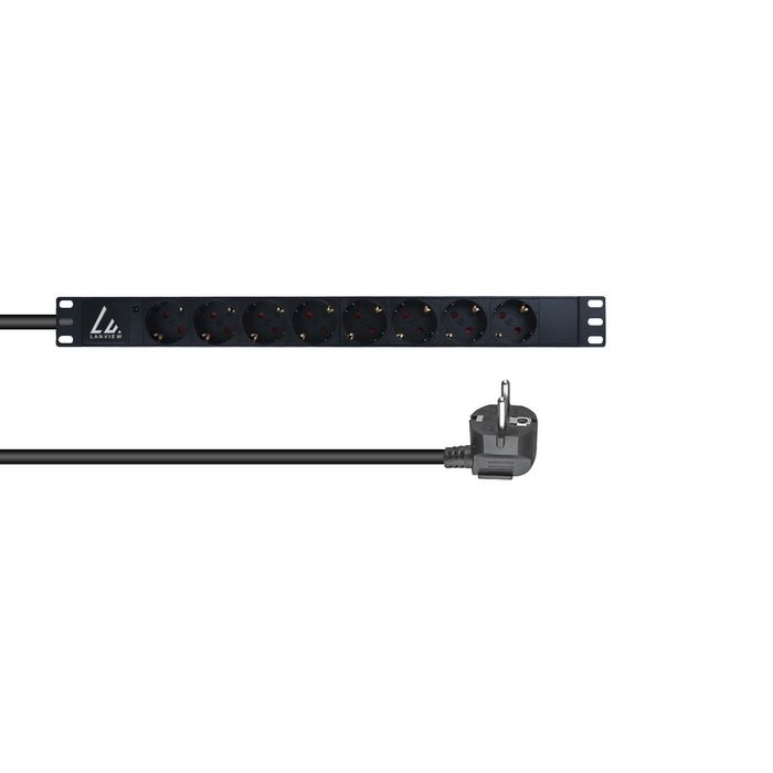 Lanview 19" rack mount power strip, 3m, 16A with 8 x Schuko type F ...