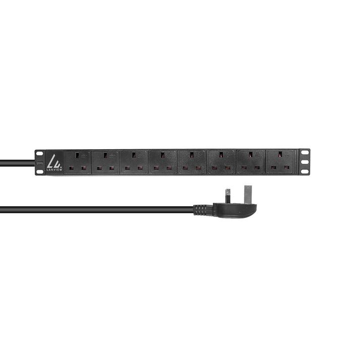 Lanview UK Rack mount power strip, 3m, 13A with 8 x UK outlets. For 19 ...