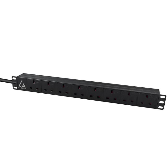 Lanview UK Rack mount power strip, 3m, 13A with 8 x UK outlets. For 19 ...