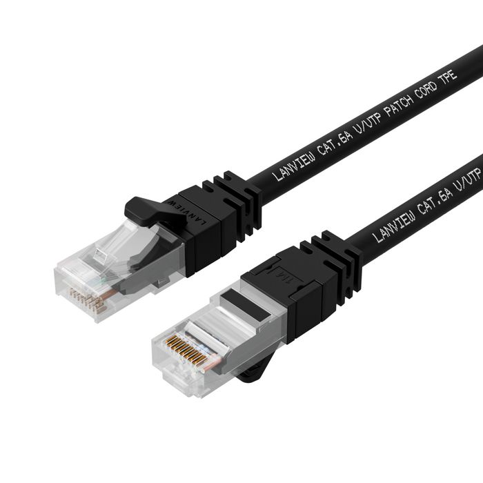 Lanview Network Cable CAT6A S/FTP 10m Black LSZH, HIGH-FLEX, SmartClick ...