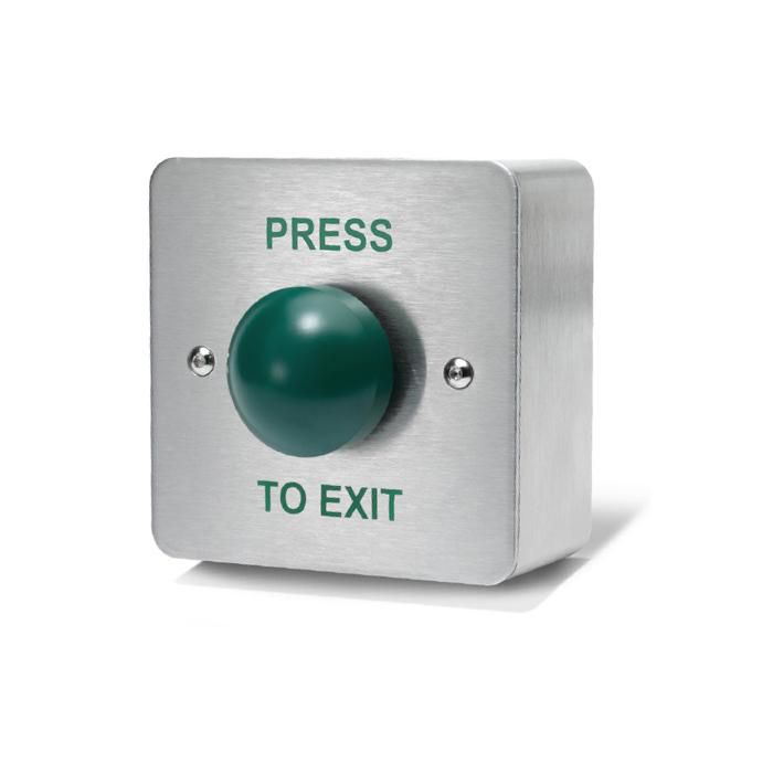 ICS Surface mount green dome exit button - screen printed PRESS TO EXIT ...