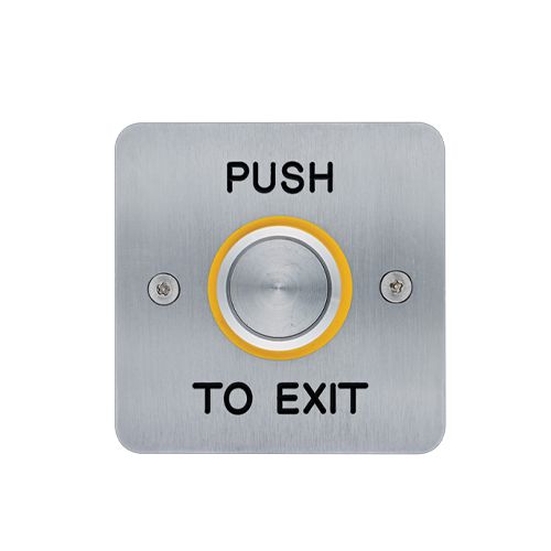 PAC 25mm Stainless Steel Push to Exit Button with Yellow Bezel ...