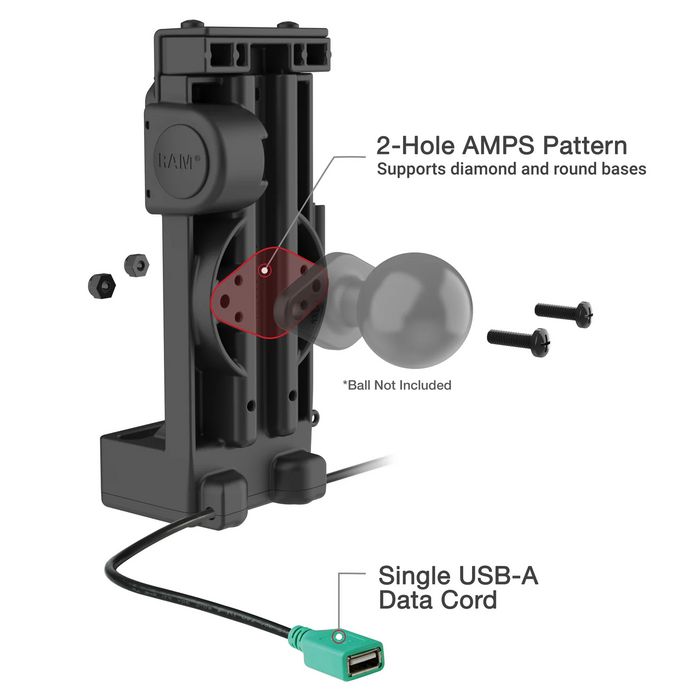 RAM Mounts GDS VEHICLE USBC DOCK POWER, HEATED POGO PINS+USB-A,NON ...