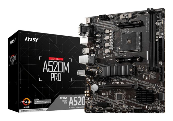 MSI AMD A520, 2x DDDR4, VGA, DisplayPort, HDMI, SATA III, M.2, USB 3.2 ...