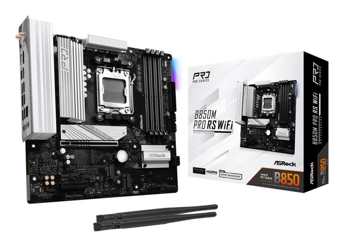 Asrock Socket AM5, AMD B850 chipset, 4 x DDR5 DIMM, 7.1 ch audio, 2.5 ...
