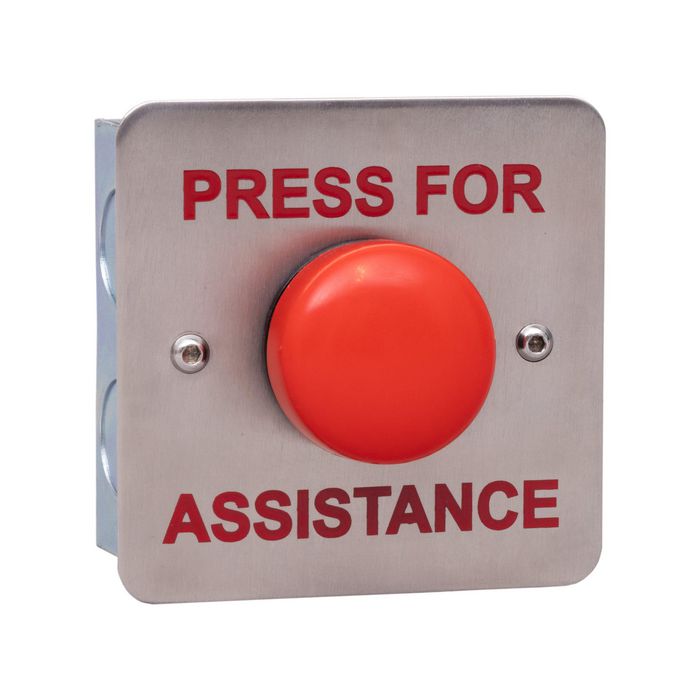 RGL Flush fitting, Stainless steel plate, Red dome button Red Text ...