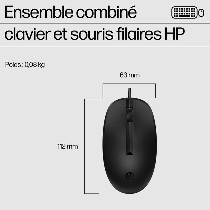 HP 225 Wired Mouse and Keyboard Combo, W129231676 - Oprema