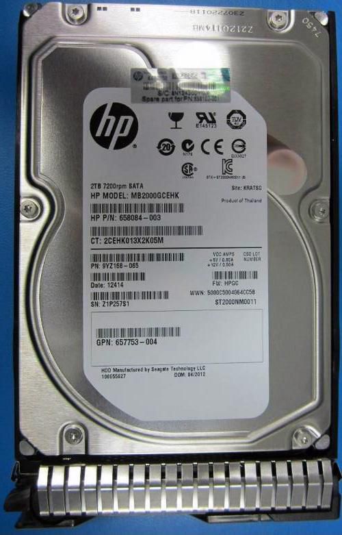 HP 2TB hot-plug SATA hard disk drive - 7,200 RPM, 6Gb per second ...